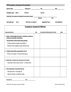 Fillable Online massgeneral PPM Competency Assessment Documentation Fax ...