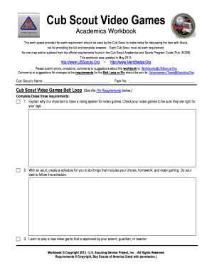 Fillable Online usscouts Cub Scout Video Games - US Scouting Service ...