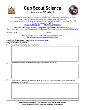 Fillable Online usscouts Cub Scout Science - Us Scouting Service ...