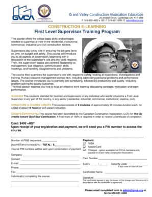 Fillable Online CONSTRUCTION E-LEARNING First Level Supervisor Training Fax Email Print - pdfFiller