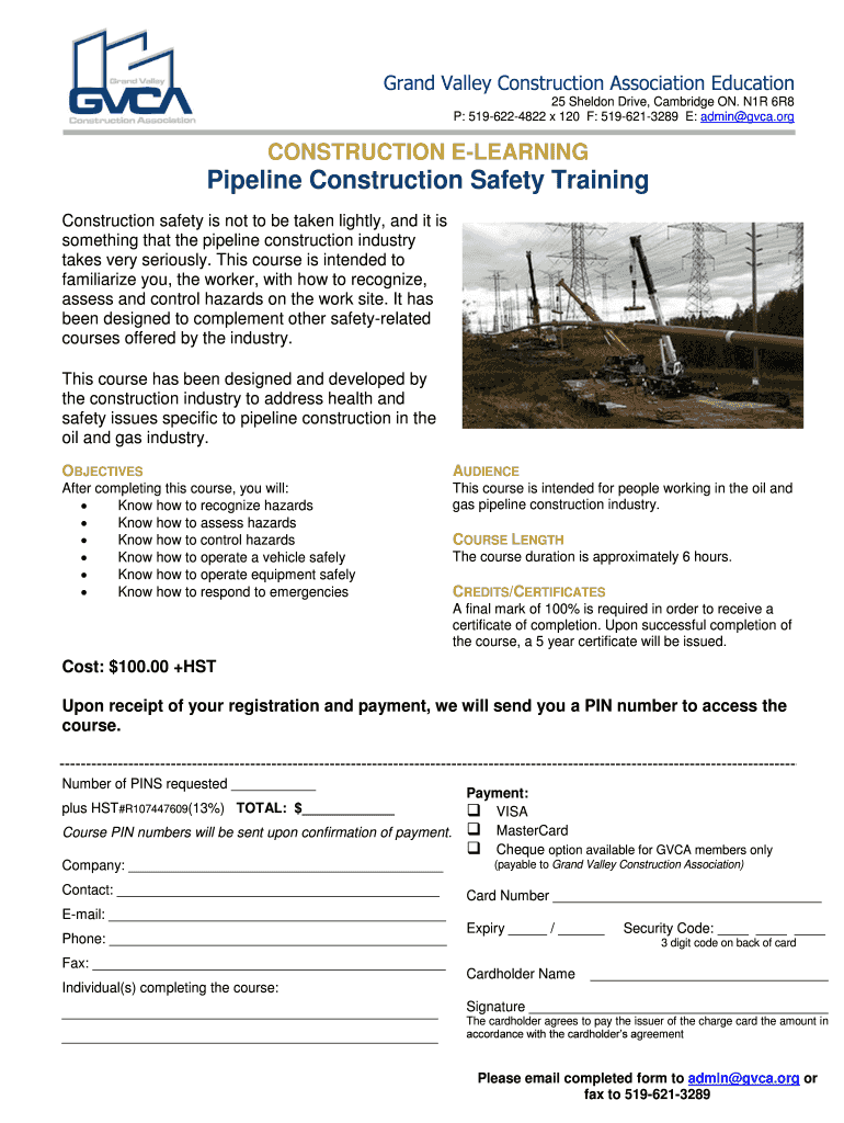 Fillable Online pipeline construction safety training Fax Email Print ...