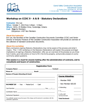 Fillable Online Workshop on CCDC 9 - A B - Statutory Declarations Fax ...