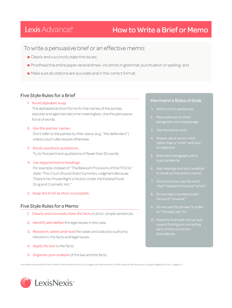 Fillable Online How to Write a Brief or Memo Fax Email Print - pdfFiller