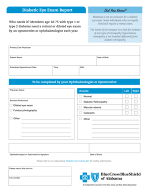 Fillable Online bcbsal Diabetic Eye Exam Report - bcbsalorg Fax Email ...