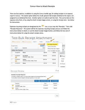 Fillable Online Concur-How to Attach Receipts Fax Email Print - pdfFiller