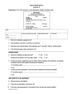 Fillable Online cmhcm Medication Safety Questionnaire - cmhcm Fax Email ...
