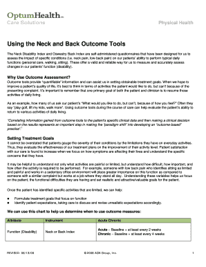 Fillable Online The Neck Disability Index and Oswestry Back Index are ...