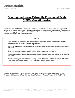 Fillable Online Scoring the Lower Extremity Functional Scale Fax Email ...