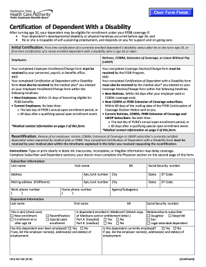 Fillable Online hca wa 50-142 216 Cert of Dependent w Disability form ...