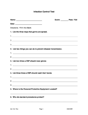 Fillable Online cmhcm Infection Control Test Final - Community Mental ...