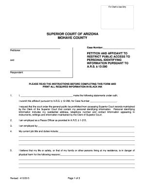 Fillable Online mohavecourts az For Clerks Use Only Reset Form SUPERIOR ...