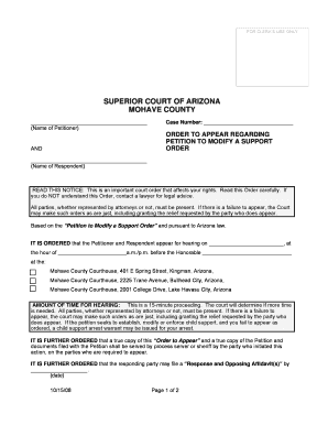 Fillable Online mohavecourts az PETITION TO MODIFY A SUPPORT Fax Email ...