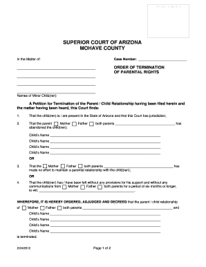 Fillable Online mohavecourts az A Petition for Termination of the ...