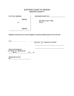 Fillable Online mohavecourts az Motion to Set Trial.docx Fax Email ...