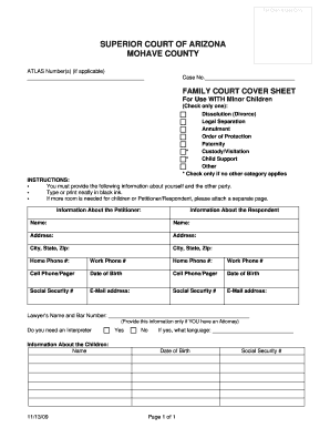 Fillable Online mohavecourts az FAMILY COURT COVER SHEET Fax Email ...