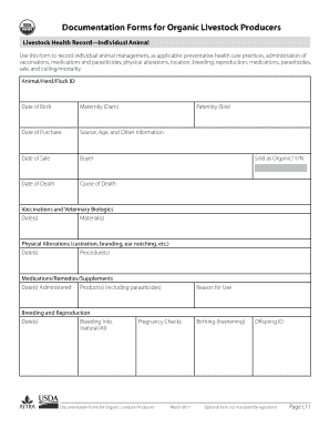Fillable Online agr wa Livestock Health RecordIndividual Animal Fax Email Print - pdfFiller