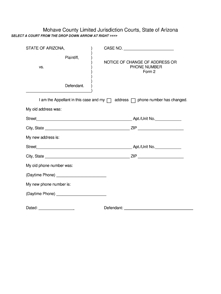 Fillable Online mohavecourts az SELECT A COURT DROP THE DROP DOWN ARROW ...