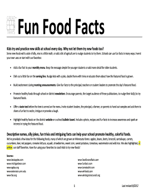 Fillable Online Fun Food Facts Fax Email Print - pdfFiller