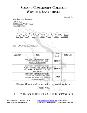 Fillable Online fp academic venturacollege Invoice For Membership Dues ...