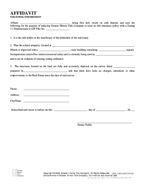 Fillable Online Affidavit for Zoning Endorsement Affidavit for Zoning Endorsement Fax Email ...