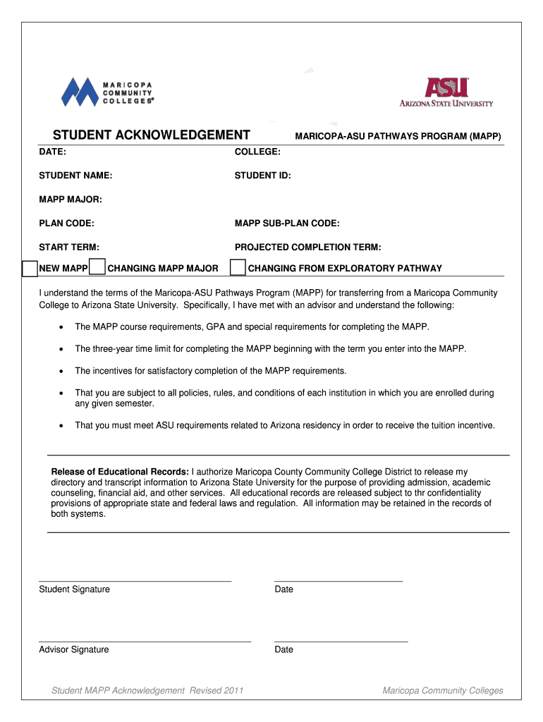 Fillable Online Student acknowledgement - Phoenix College Fax Email ...