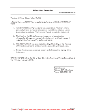 Fillable Online Affidavit Of Execution - documatica-formscom Fax Email ...