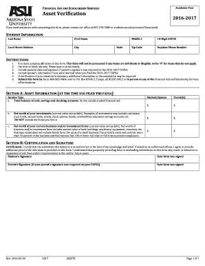 Fillable Online students asu FINANCIAL ID AND SCHOLARSHIP SERVICES ...