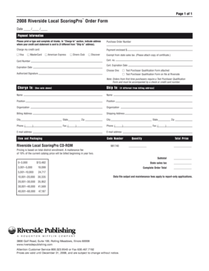 Fillable Online 2008 Riverside Local ScoringPro Order Form Fax Email Print - pdfFiller