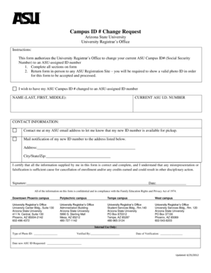 Fillable Online students asu Student ID # Change Request - students asu Fax Email Print - pdfFiller