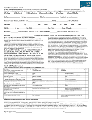 Fillable Online Airport Identification Badge Application Form Revision ...