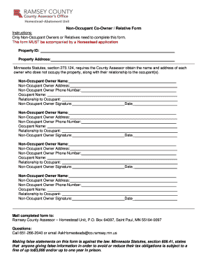 Fillable Online Non-Occupant Co-Owner Relative Form - Home Fax Email ...
