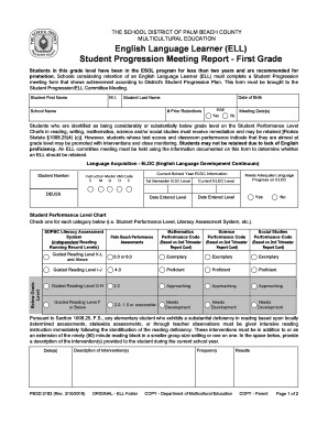 Fillable Online palmbeachschools English Language Learner ELL Student Progression Meeting Fax ...