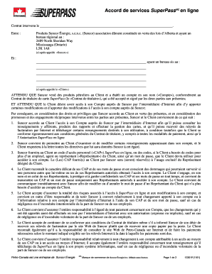 Remplissable En Ligne SuperPass Online Services Agreement. 13301F(0603 ...