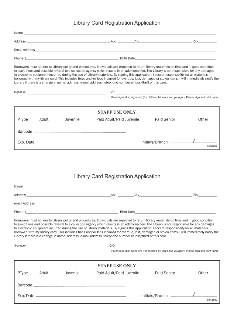 Fillable Online camdencountylibrary Library Card Registration ...