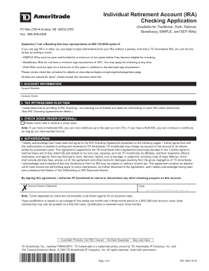 Fillable Online Individual Retirement Account IRA Checking Application Fax Email Print - pdfFiller