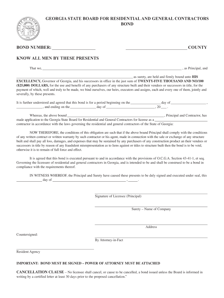 Fillable Online GEORGIA STATE BOARD FOR RESIDENTIALAND GENERAL ...
