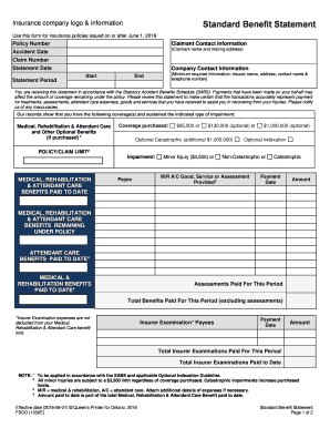 Fillable Online fsco gov on Standard Benefit Statement. form number ...
