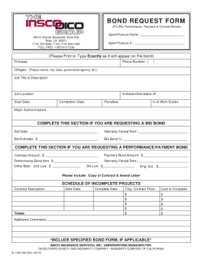 Fillable Online For Bid Performance Payment Contract Bonds Agent Fax ...