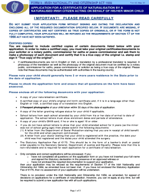 Fillable Online inis gov 2 Mar 13 APPLICATION FOR A CERTIFICATE OF ...