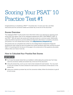 Fillable Online Scoring Your PSAT 10 Fax Email Print - pdfFiller
