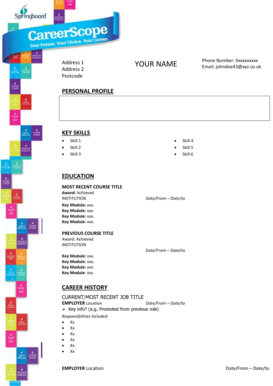 Fillable Online careerscope uk PERSONAL PROFILE KEY SKILLS EDUCATION ...
