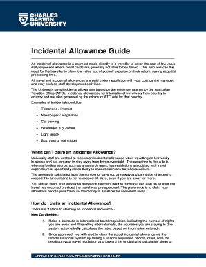 Fillable Online Incidental Allowance Guide Fax Email Print - pdfFiller