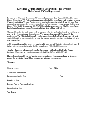 Fillable Online Huber Inmate TB Test Requirement Fax Email Print ...