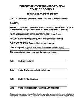 Fillable Online dot ga TE PROJECT CONCEPT REPO - dotgagov - dot ga Fax ...