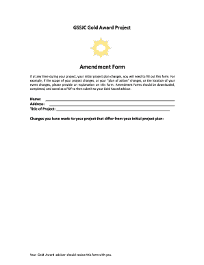 Fillable Online gssjc Amendment Form - gssjcorg Fax Email Print - pdfFiller