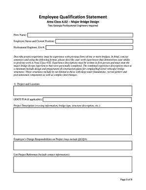 Fillable Online dot ga Employee Qualification Statement Fax Email Print ...