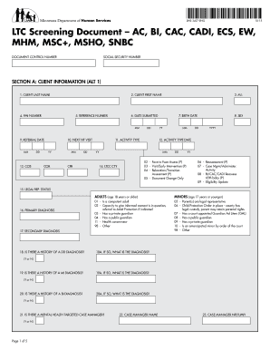 Fillable Online mnscha DHS-3427-ENG LTC Screening Document - AC BI CAC ...
