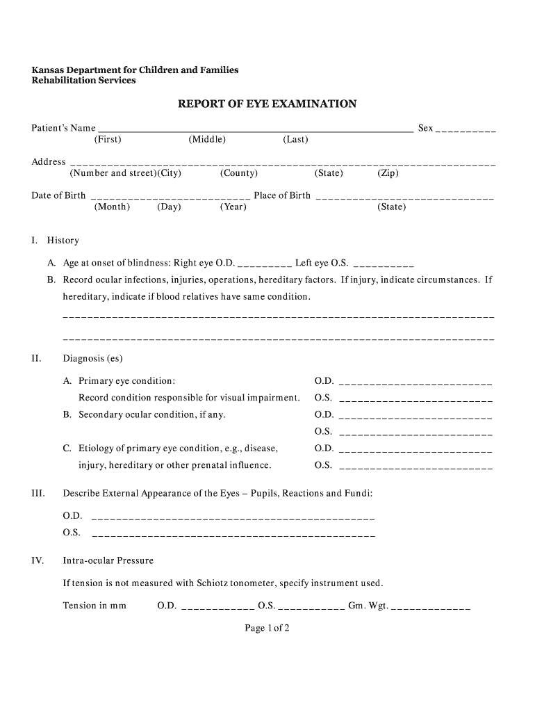 Fillable Online Report of Eye Exam Report of Eye Exam Fax Email Print ...