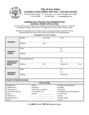 Fillable Online a2gov GRADINGSOIL EROSION AND SEDIMENTATION CONTROL ...