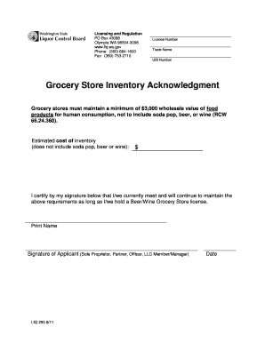 Fillable Online liq wa Grocery Store Inventory Acknowledgment Fax Email ...
